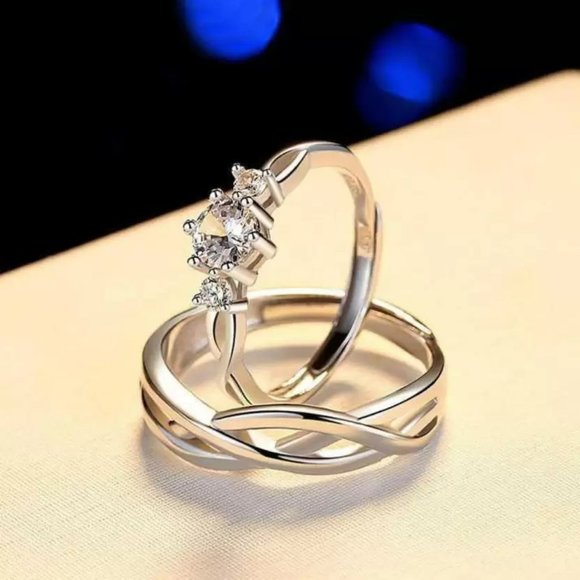 Jewelry | 2pcs Sterling Silver Love Intertwined Matching Couple Rings ...